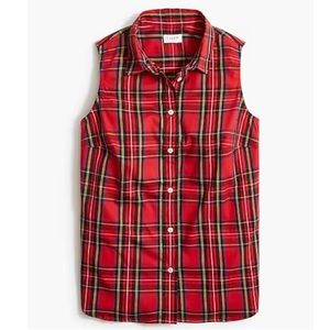 J. Crew Factory | Tops | J Crew Poplin Tartan Sleeveless Buttondown Nwt | Poshmark